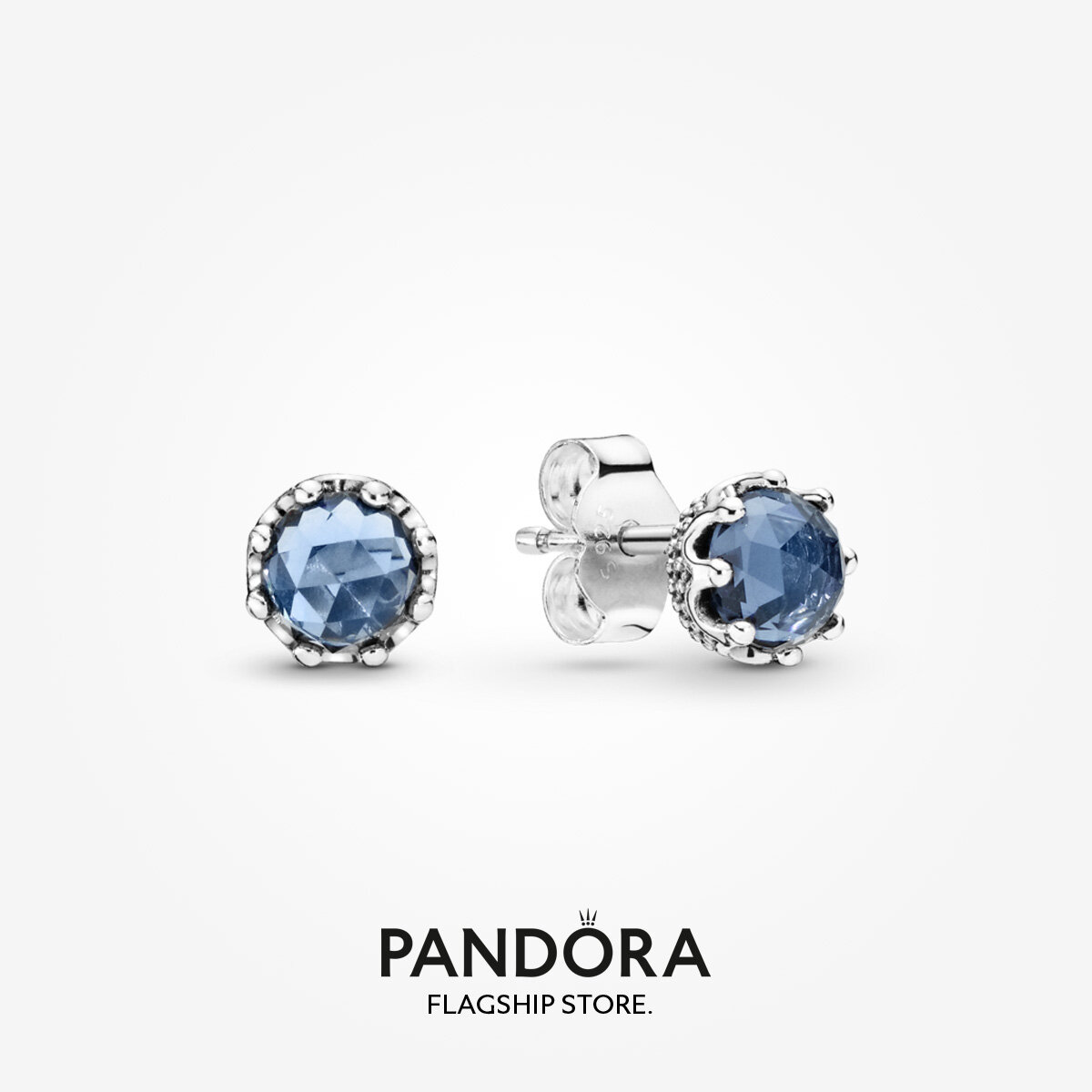 2021 Original Pandoras Blue Moonlight Sparkling Crown Stud Earrings ...