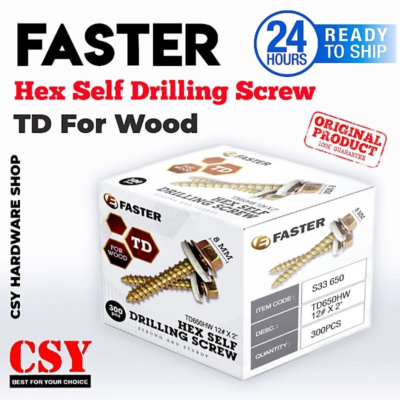 E-Faster Hex Self Drilling Screw for Wood / Skru Kayu | Lazada