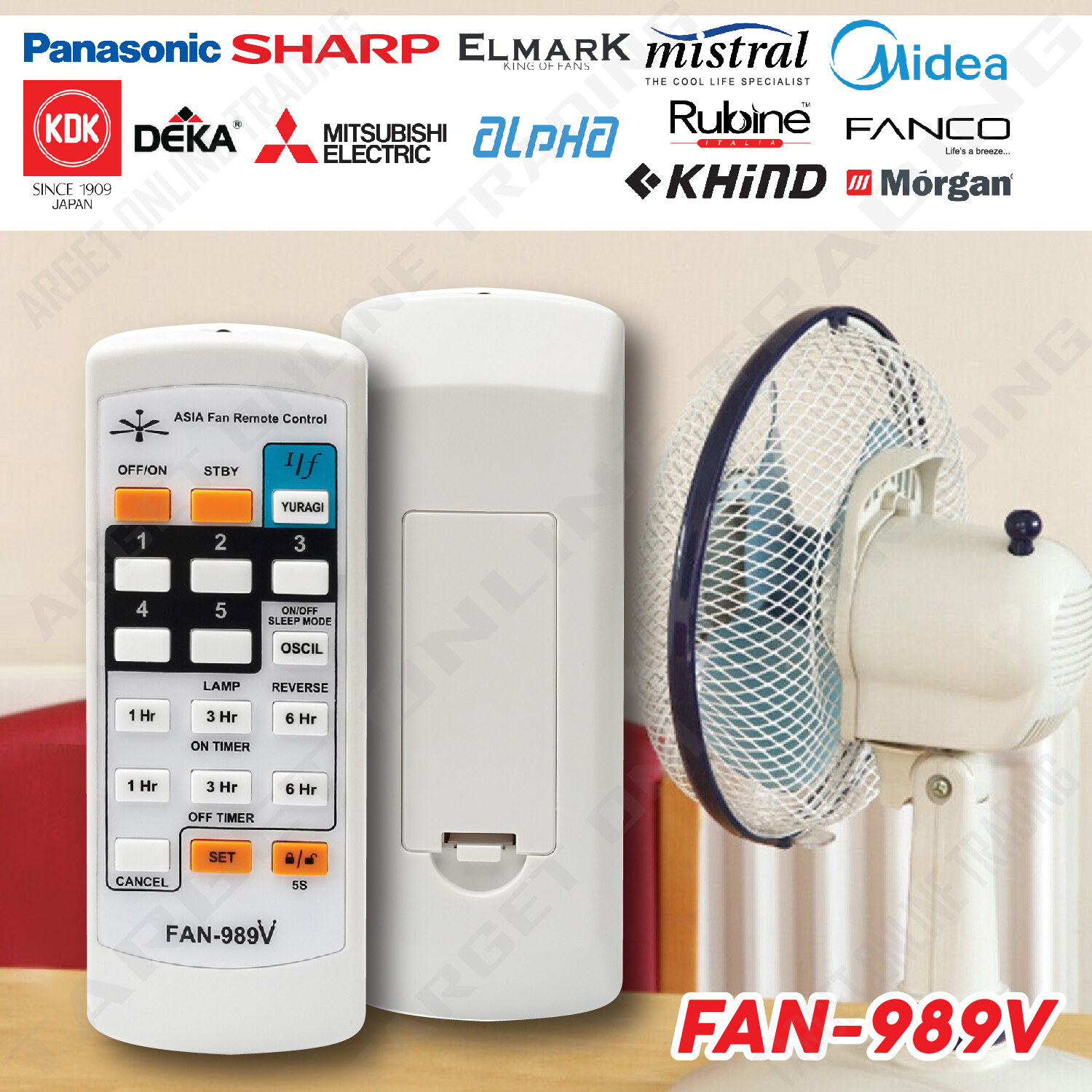 Replacement FAN-989V Universal Remote Control Ceiling Fan Wall Fan ...