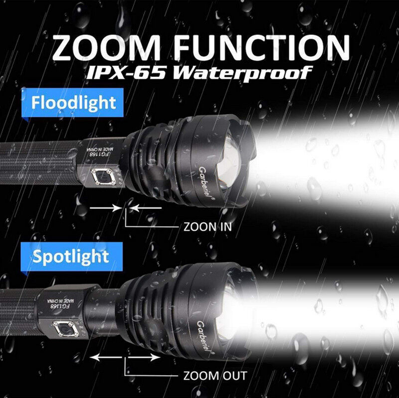 SANX USB Rechargeable 300000LM Super Powerful Zoom XHP90 LED Flashlight ...