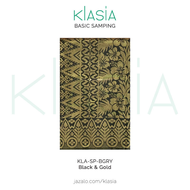 KLasia Basic Bunga Raya Samping Black Gold Silver - Kain Sampin Songket ...