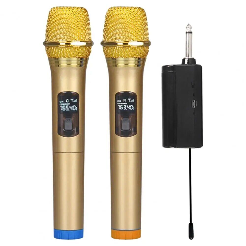 Wireless Microphone UHF Dual Cordless Dynamic Mic System with ...