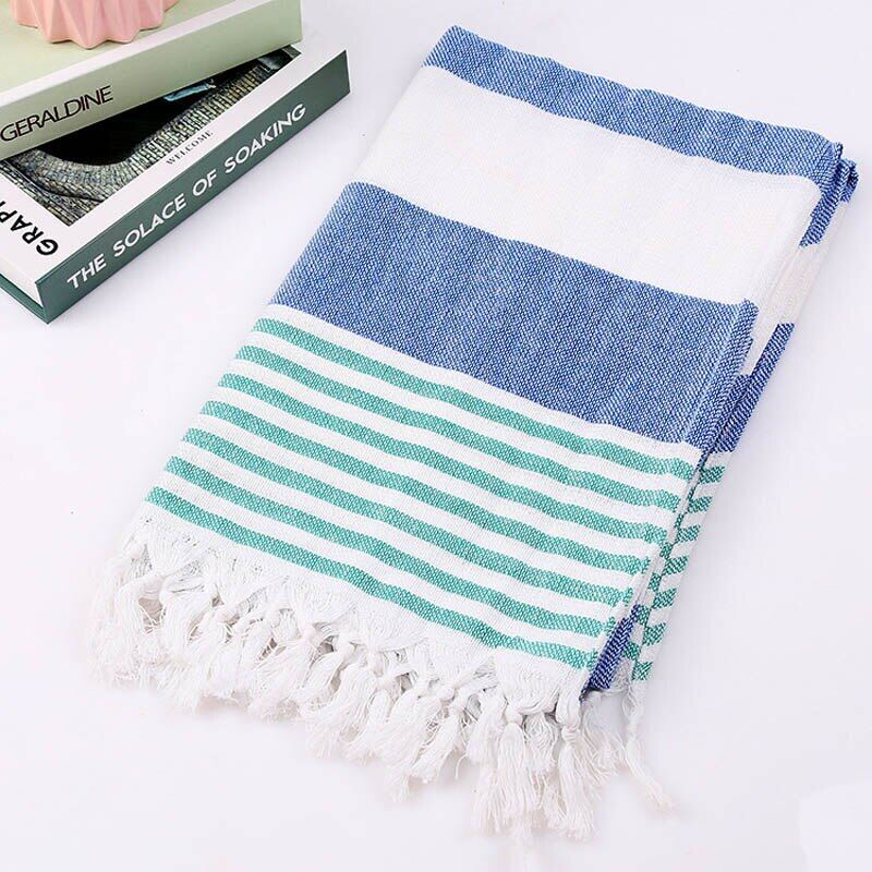 Striped Cotton Extra Large Turkish Bath Towel with Tassels Travel ...