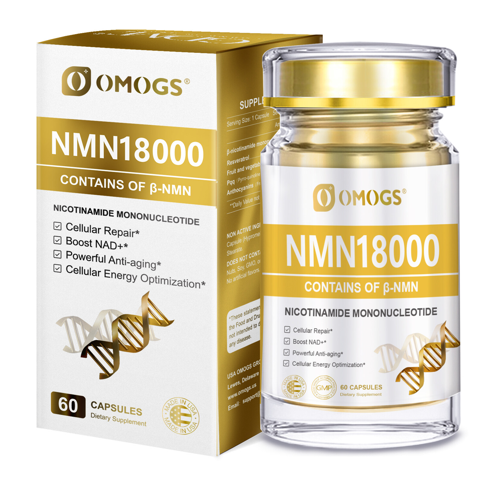 OMOGS NMN 18000 - NMN Nicotinamide Mononucleotide Supplement with Resveratrol Anti-Aging | Lazada