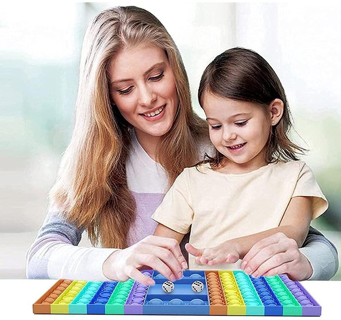 Big Pop Game Fidget Toy, Extra Large Sensory Bubble Rainbow Chess Board ...