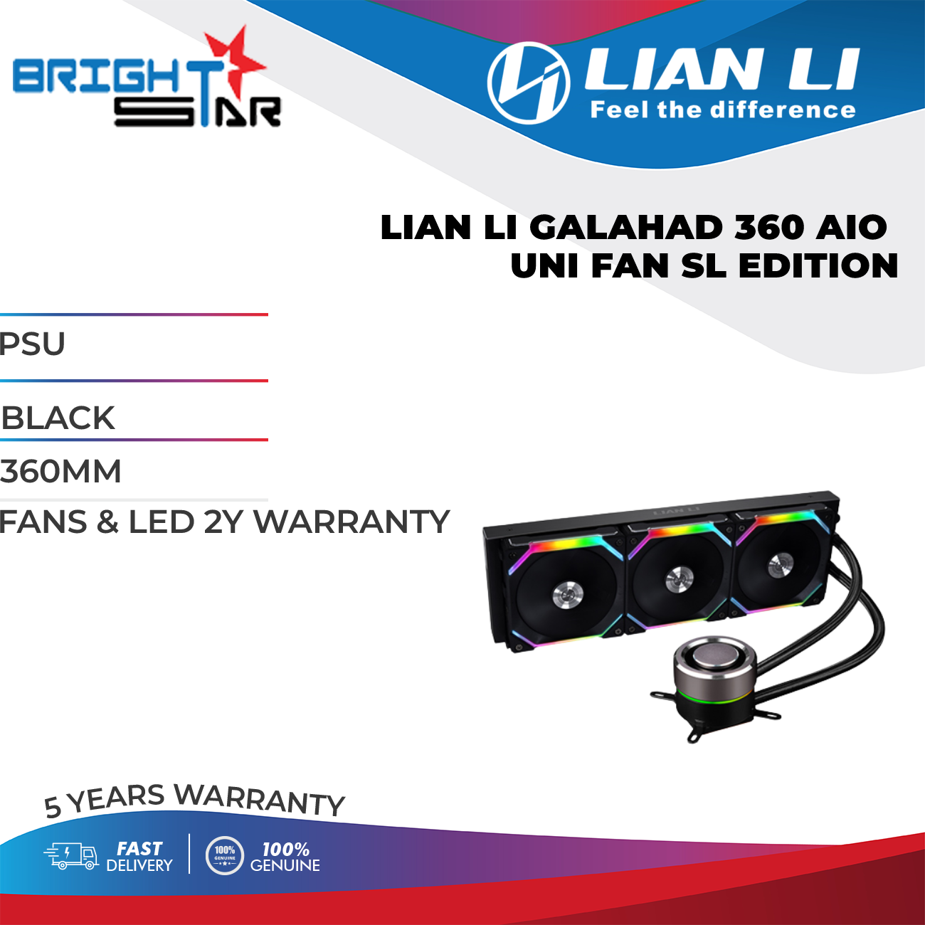LIQUID COOLER / LIAN LI GALAHAD 360 AIO UNI FAN SL EDITION / WHITE ...