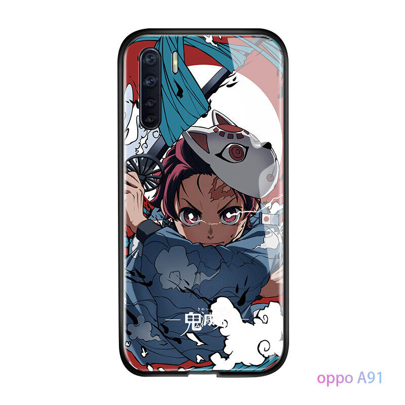 UCUC For OPPO A91 Glass handphone Case Shockproof Anime Demon Slayer ...