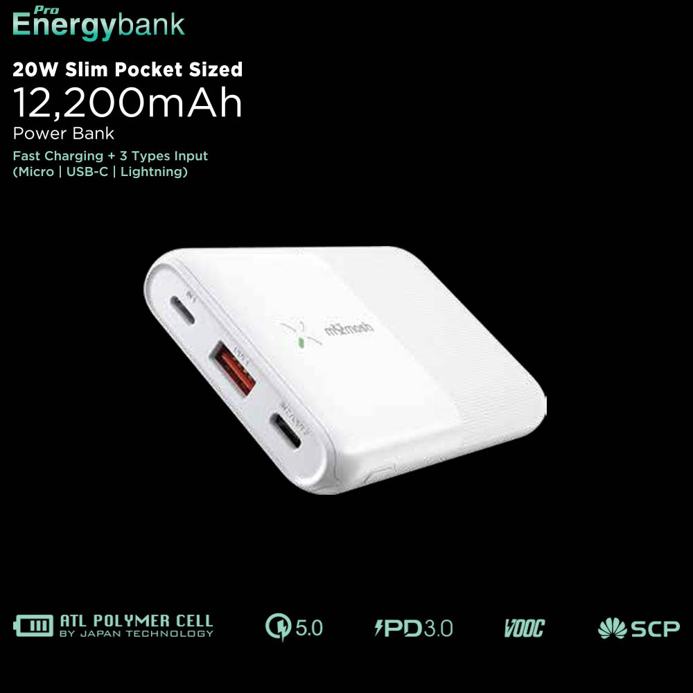 MYMOSH POWER BANK 20W 12,200MAH SLIM POCKET DESIGN FAST CHARGING QC5.,0 ...