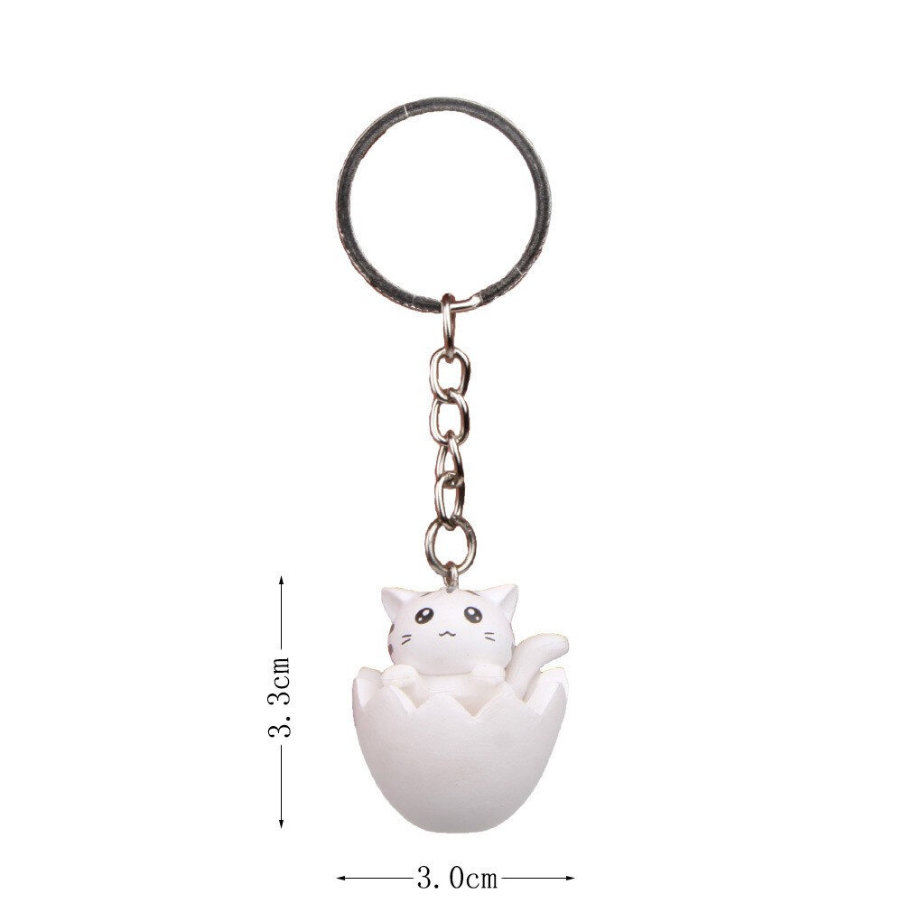Key Rings Kawaii Women Ornament Car DIY Gifts Cartoon Doll EggShell Cat ...