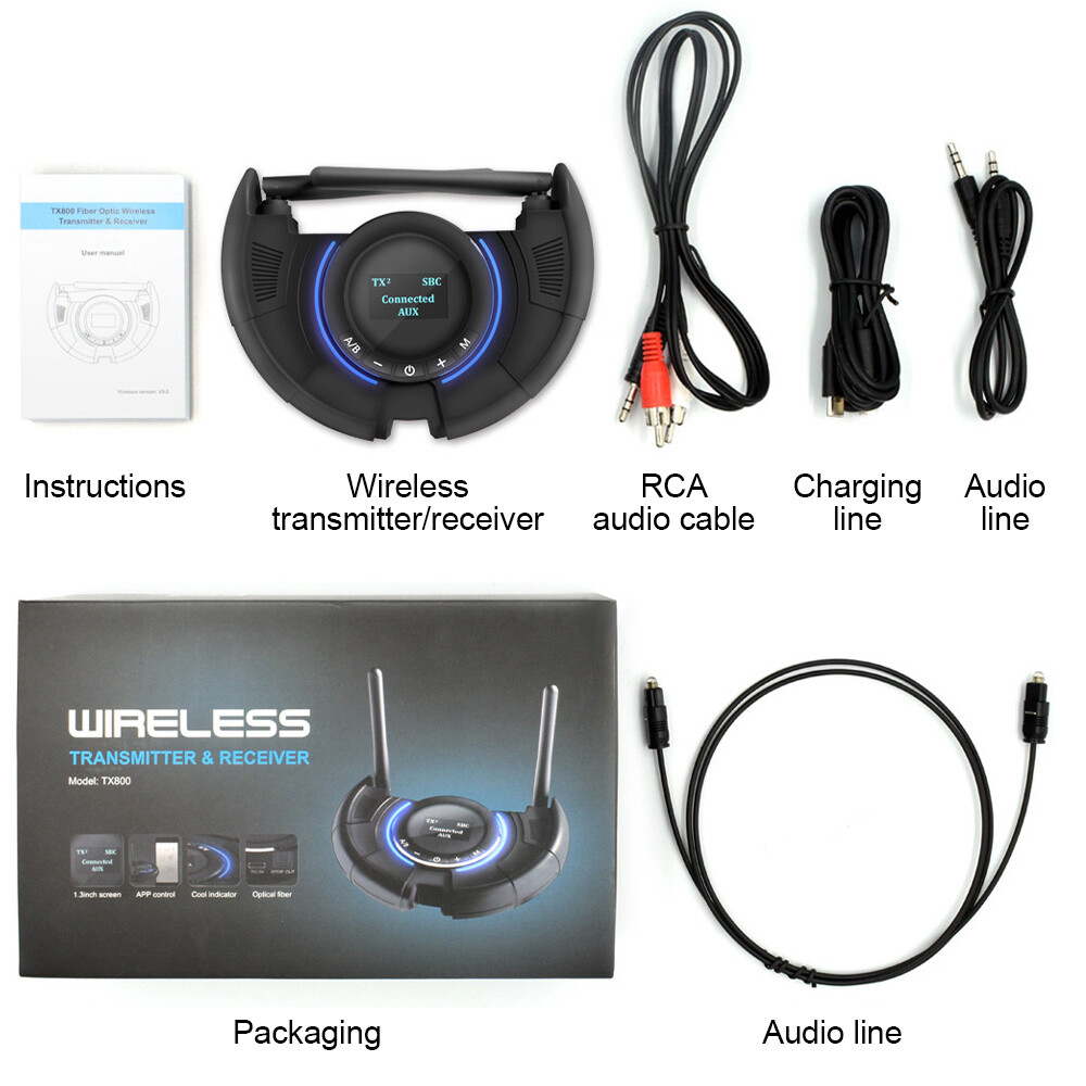 2 In 1 Bluetooth 5.0 RCA เครื่องส่งสัญญาณ3.5มม.แจ็ค Aux Optical Fiber ...