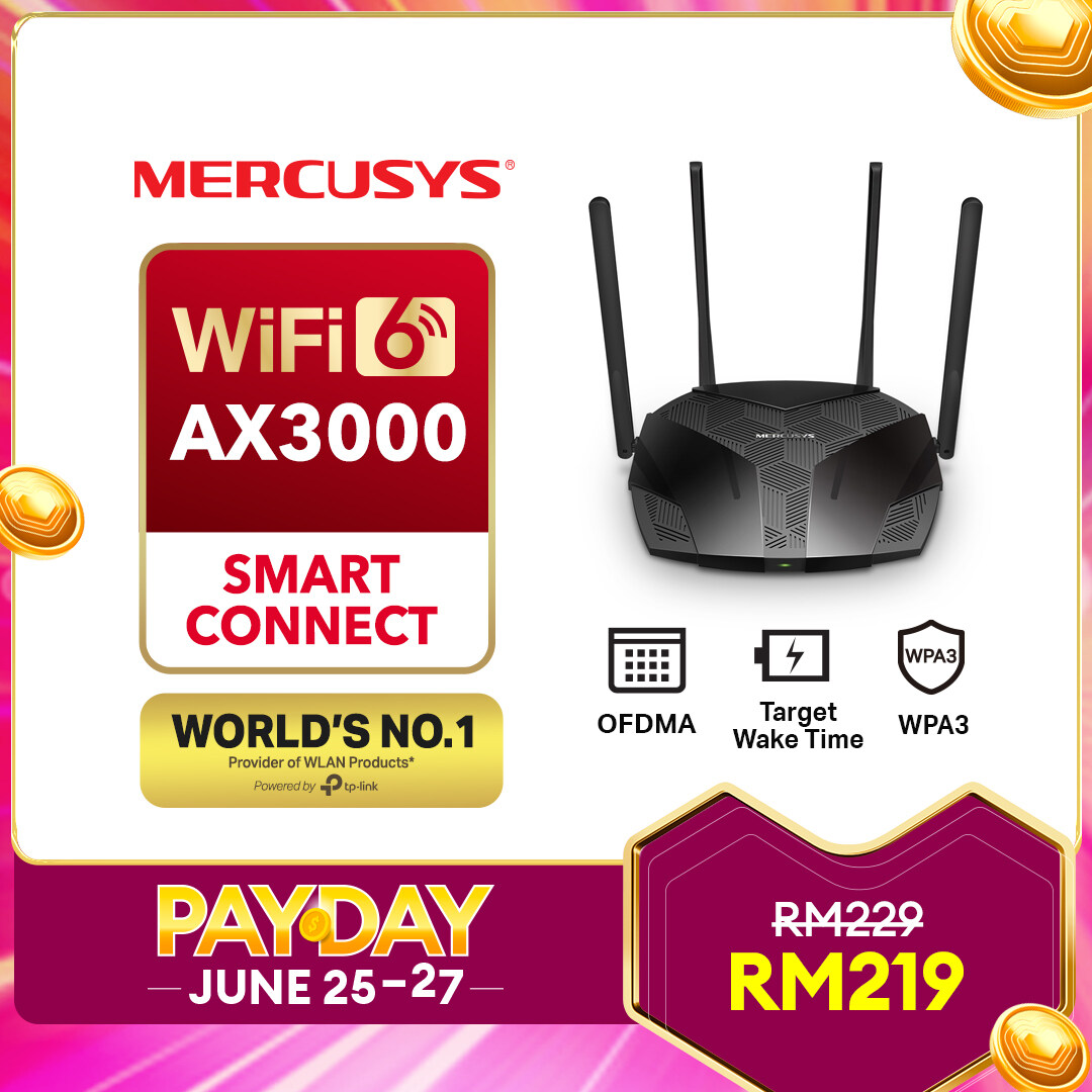 Mercusys AX1800 & AX3000 Dual Band Gigabit Wireless WiFi 6 Router With ...