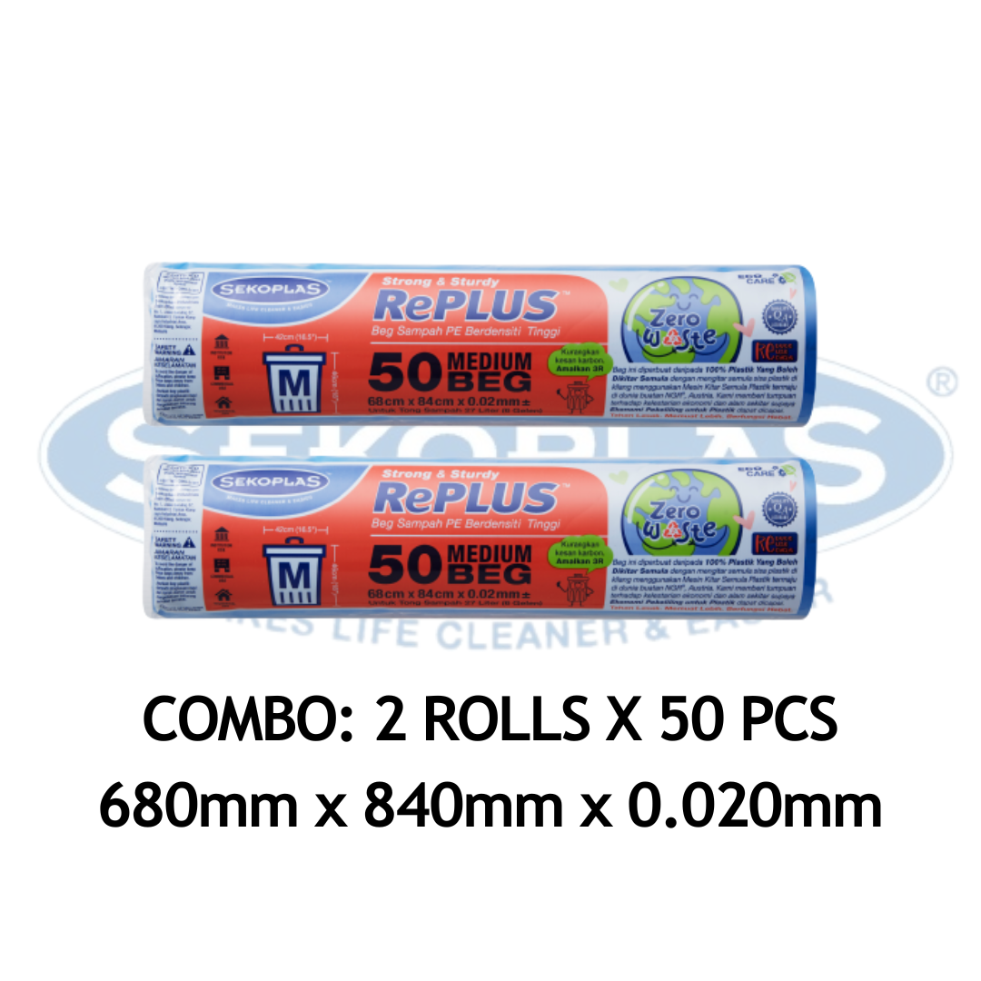 COMBO 2 rolls - Sekoplas RePLUS HDPE Garbage Bag | Lazada