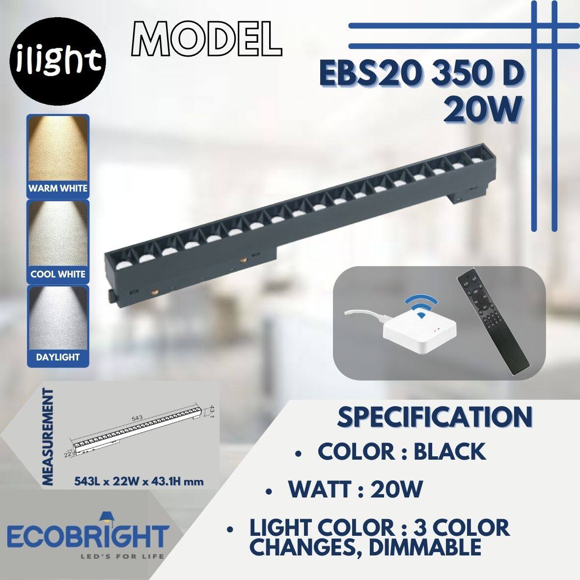 ECOBRIGHT MAGNETIC TRACK LIGHT PLATINUM SMART SERIES 48V | 3 COLOR LED ...