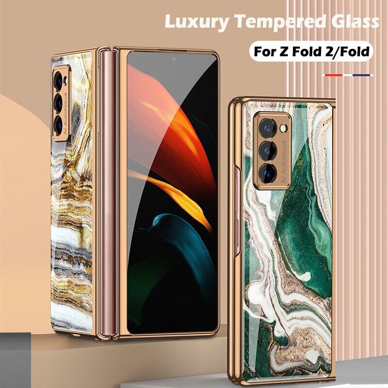 Luxury Plating Glass Case For Samsung Galaxy Z Fold 2 Case Full ...