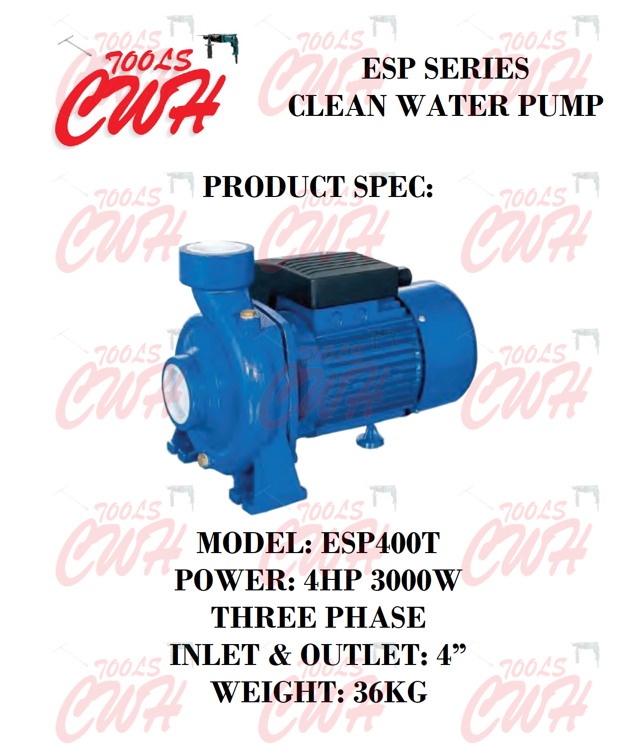 ESP 2HP 3HP 4HP CENTRIFUGAL CLEAN WATER PUMP ESP200M ESP300M ESP300T ...