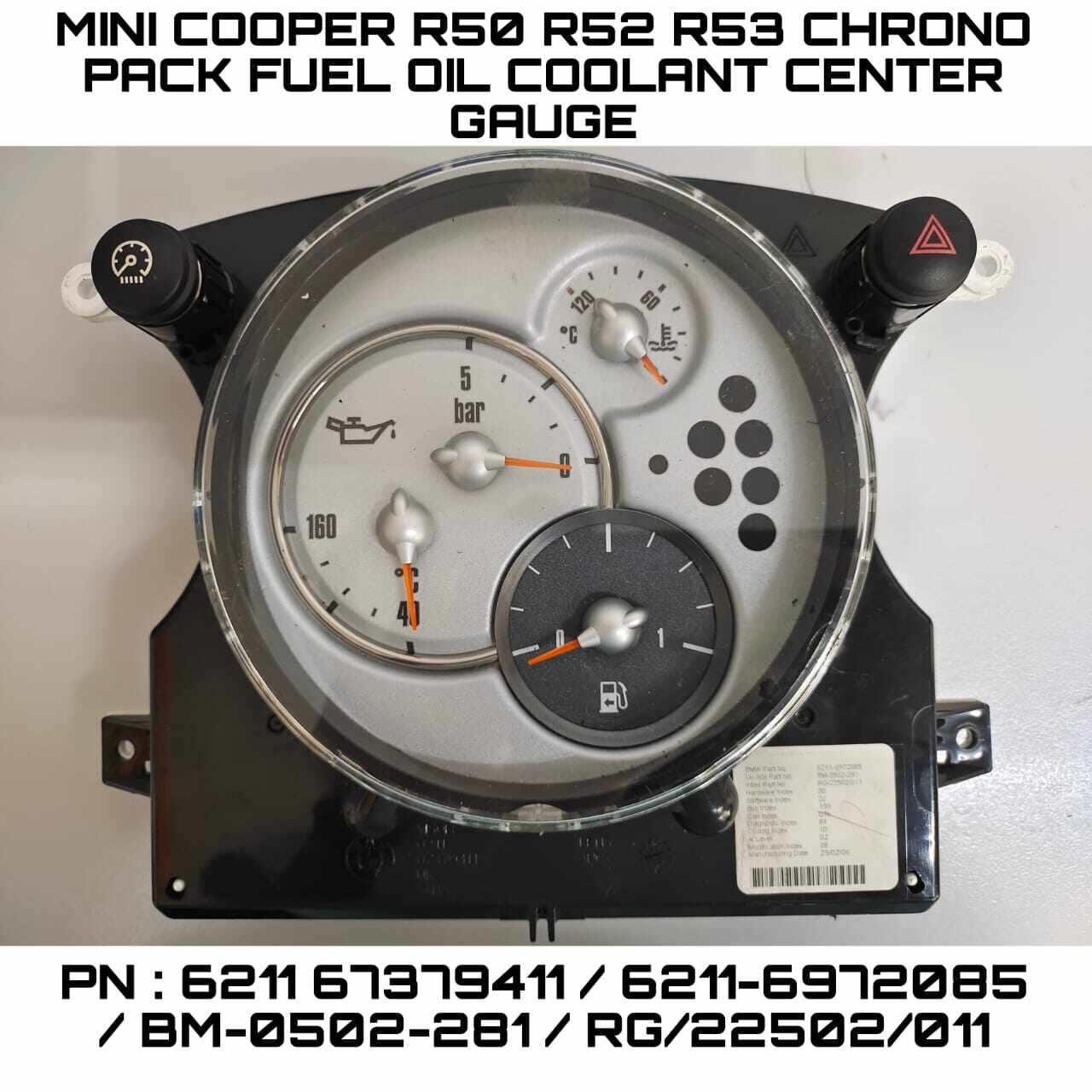 Mini Cooper R50 R52 R53 Chrono Pack Fuel Oil Coolant Temperature Center ...