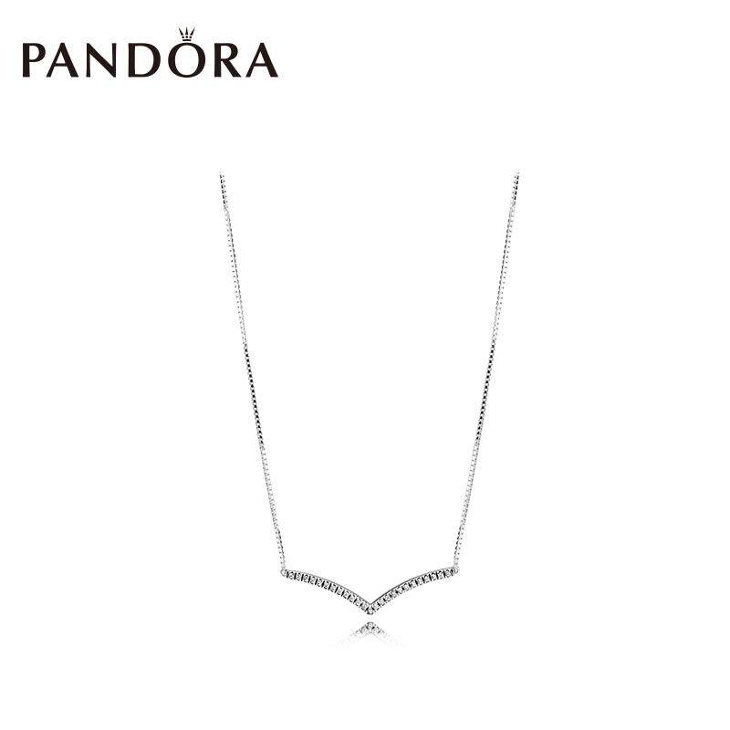 PANDORAˉ wish flashing 925 silver necklace 397802CZ personality simple ...