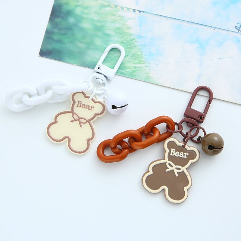 Goodset acrylic Bell Bear Keychain Creative Cute Chain Letter Key ...