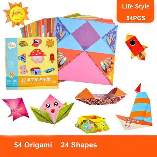 54 PCS 3D Puzzle DIY Folding Toy Children Origami Paper Book For Animal ...