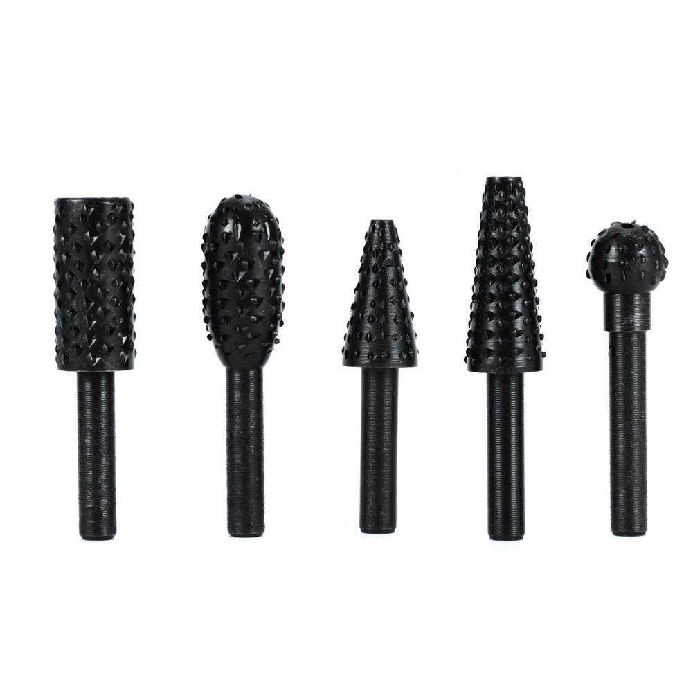 5pcs Rotary Burr Set of Wooden Rasp Carving File 6mm Shank Drill Bits ...