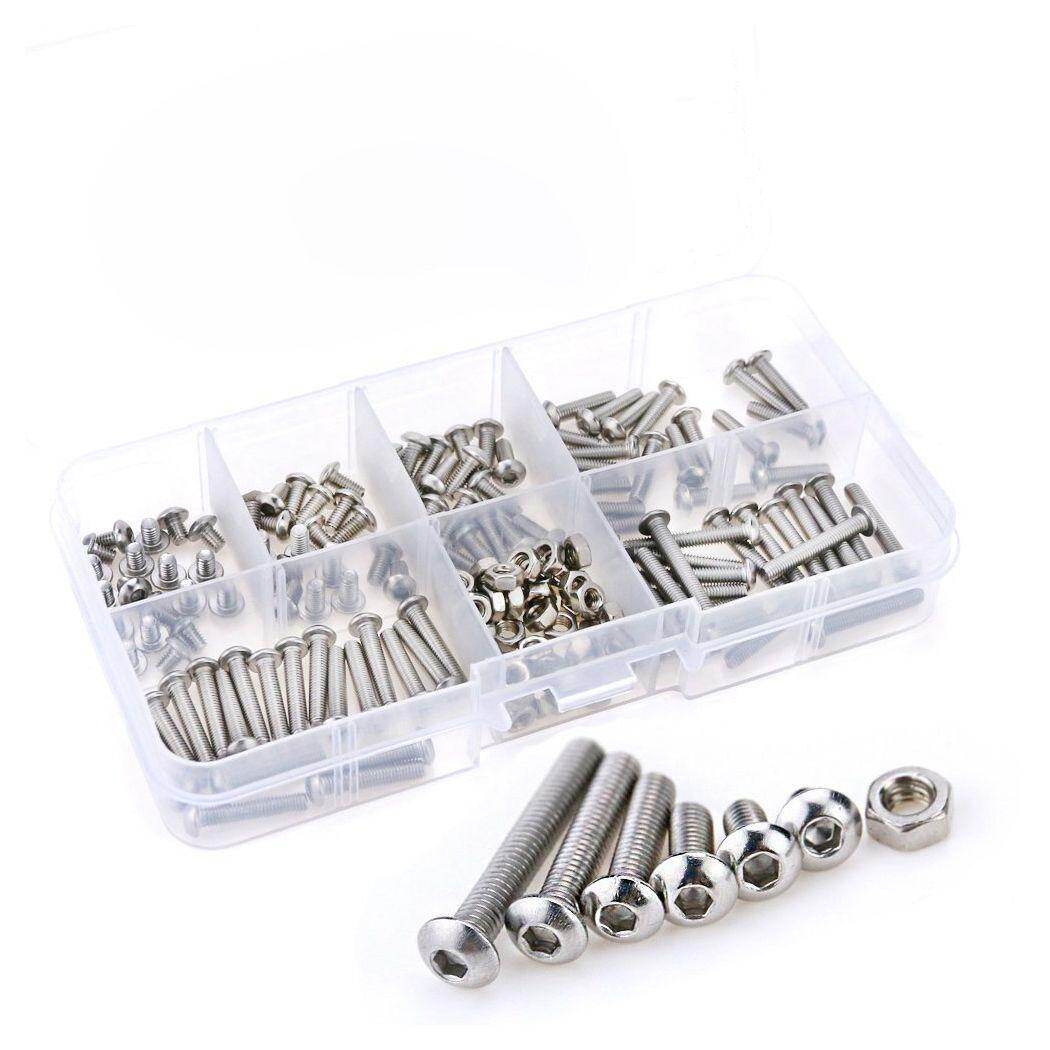 230Pcs M3 Stainless Steel Hex Hex Drive Button Head Socket Cap Bolts ...