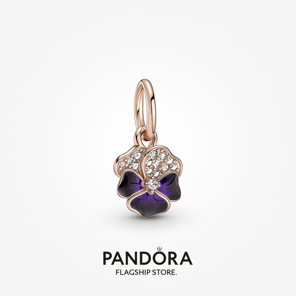 2022 New Pandoras Original 14K Rose Gold Plated Deep Purple Pansy ...