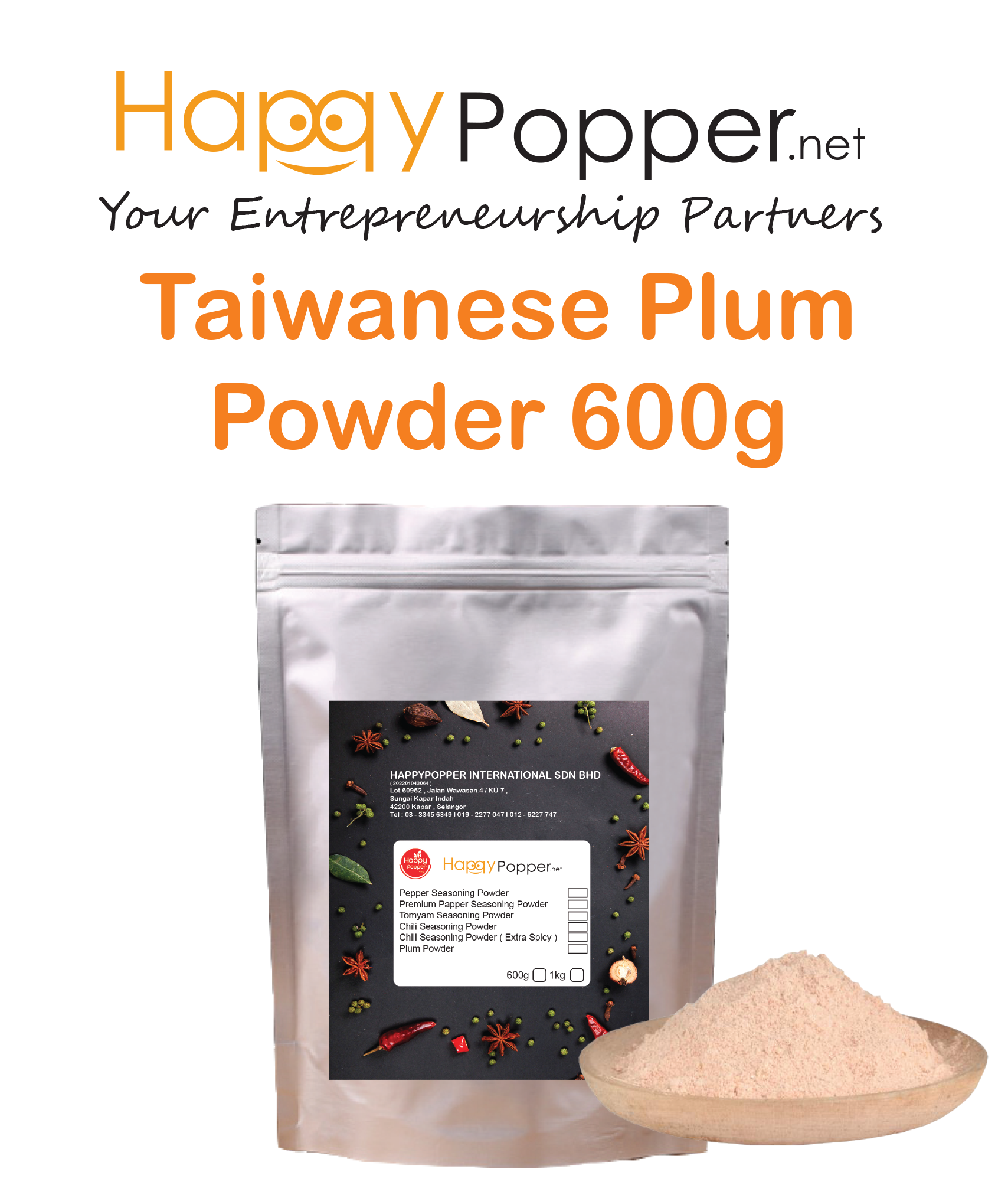Happypopper Original Seasoning Plum Powder 600g Serbuk Asam Sour Plum ...