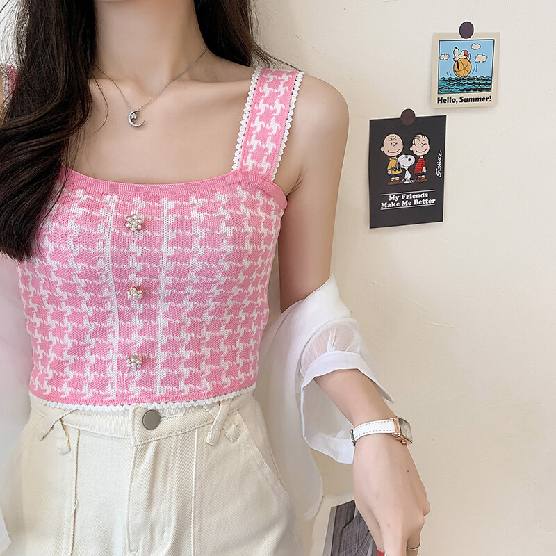 Yuvon อารมณ์หวานทุกการแข่งขันสลิงลายสก๊อตลูกอมสี Knitte ยกทรงสำหรับ ...