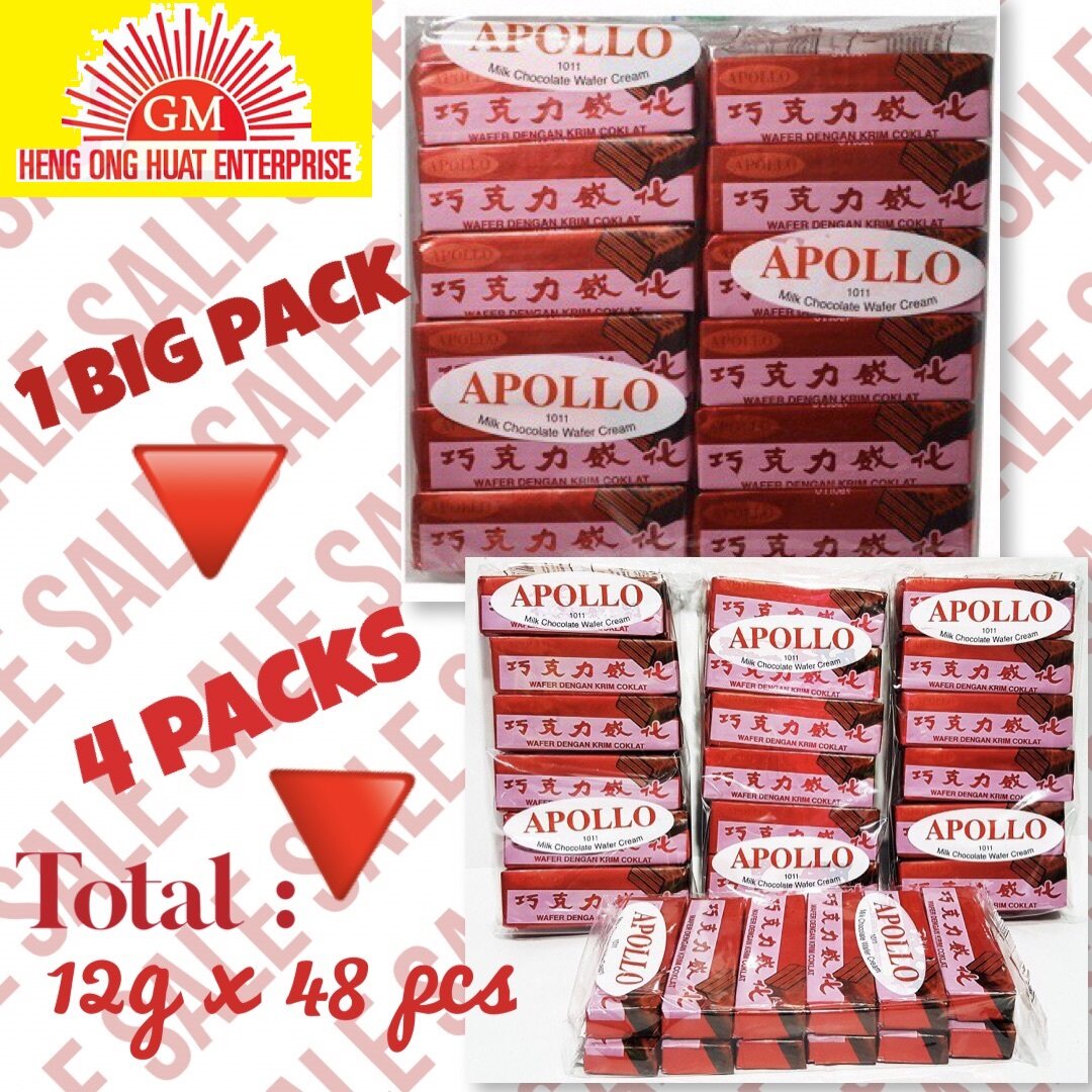 Apollo 1011 Milk Chocolate Wafer Cream 12g x 48 Pieces | Lazada