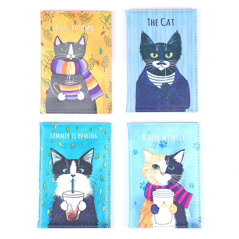 LATER Cat กระเป๋าเงินสำหรับเดินทาง,เคสหนังพียูใส่เอกสารอุปกรณ์ป้องกัน ...