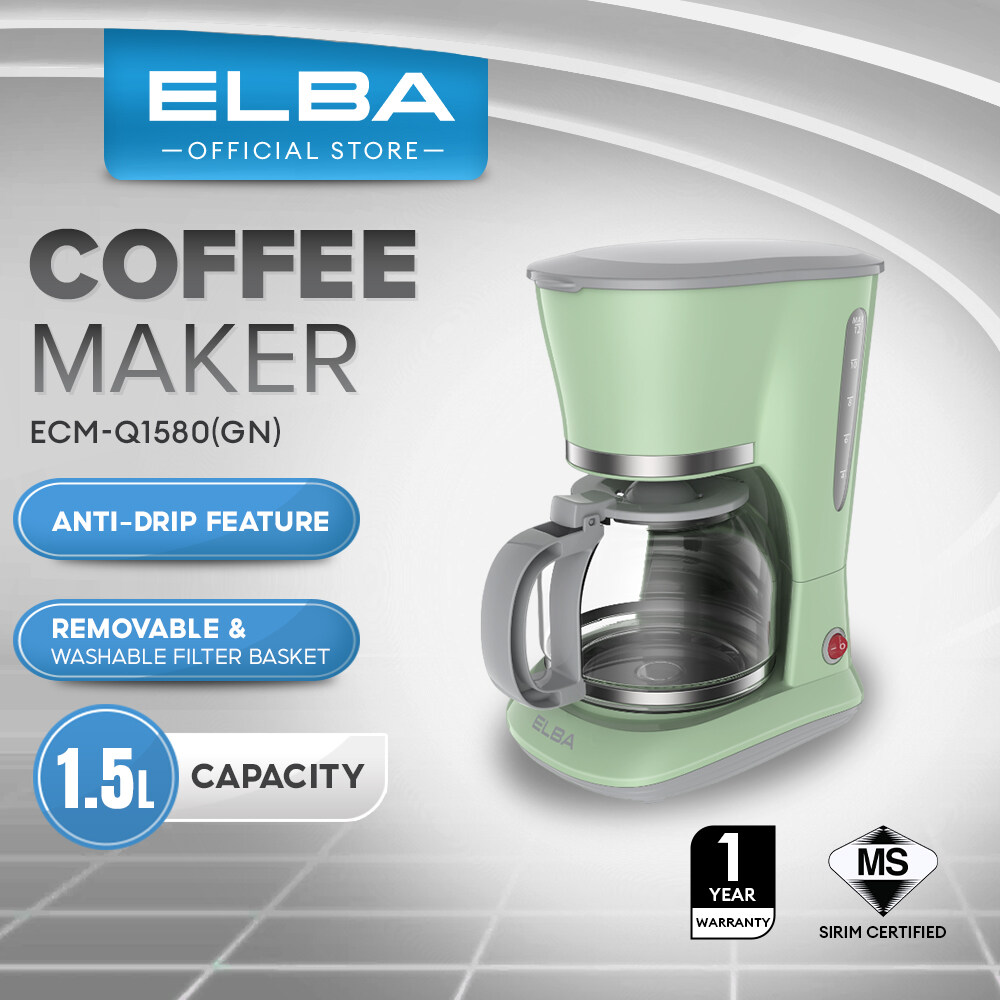 (NEW) ELBA Breakfast Series Coffee Maker ECM-Q1580(GN) - Green (1.5 L / 12 cups) | Lazada