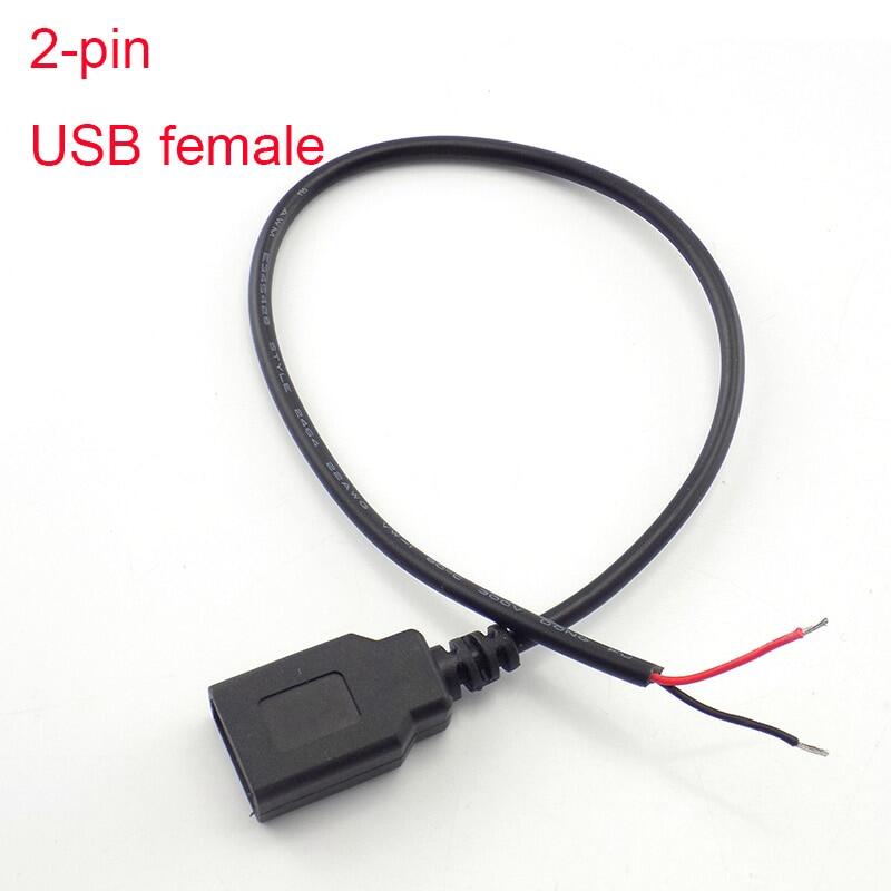 30cm 2 Pin 4 core USB 2.0 A type male Female Connector Jack Power ...