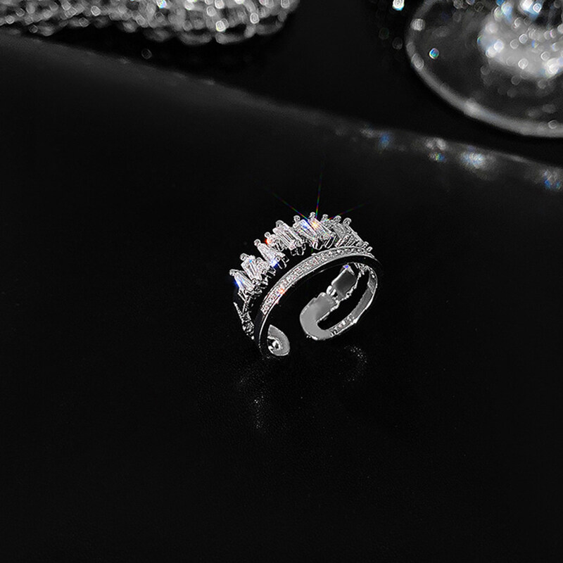 【Miss Lan】Luxury zircon gold double student opening rings for woman ...