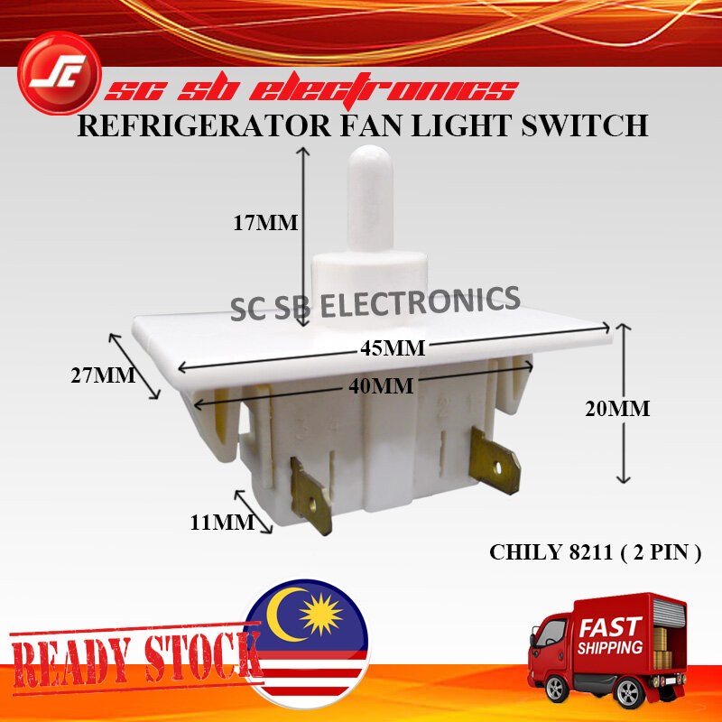 2 PIN REFRIGERATOR FREEZER FRIDGE FAN LIGHT SWITCH LIGHTING SWITCH DOOR ...