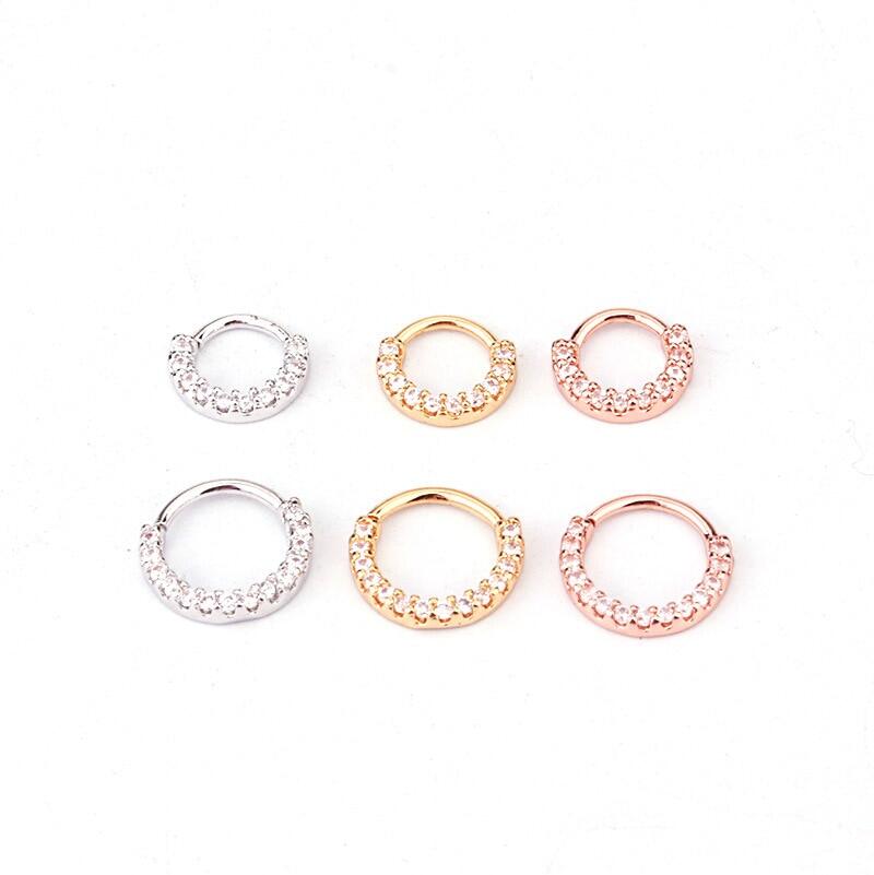 1PC 6mm/8mm/10mm CZ Helix Cartilage Hoop Earring Nose Ring Stainless ...