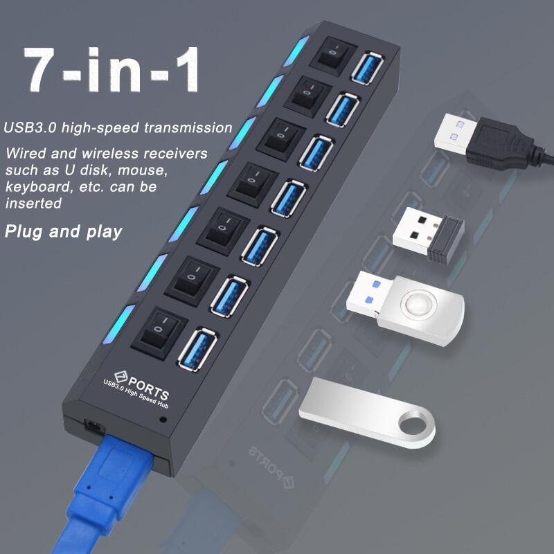 USB Hub 3.0 Hub USB 3 USB 2.0 Multi USB Splitter Power Adapter 4/7 Port Multiple Expander 2.0 ...