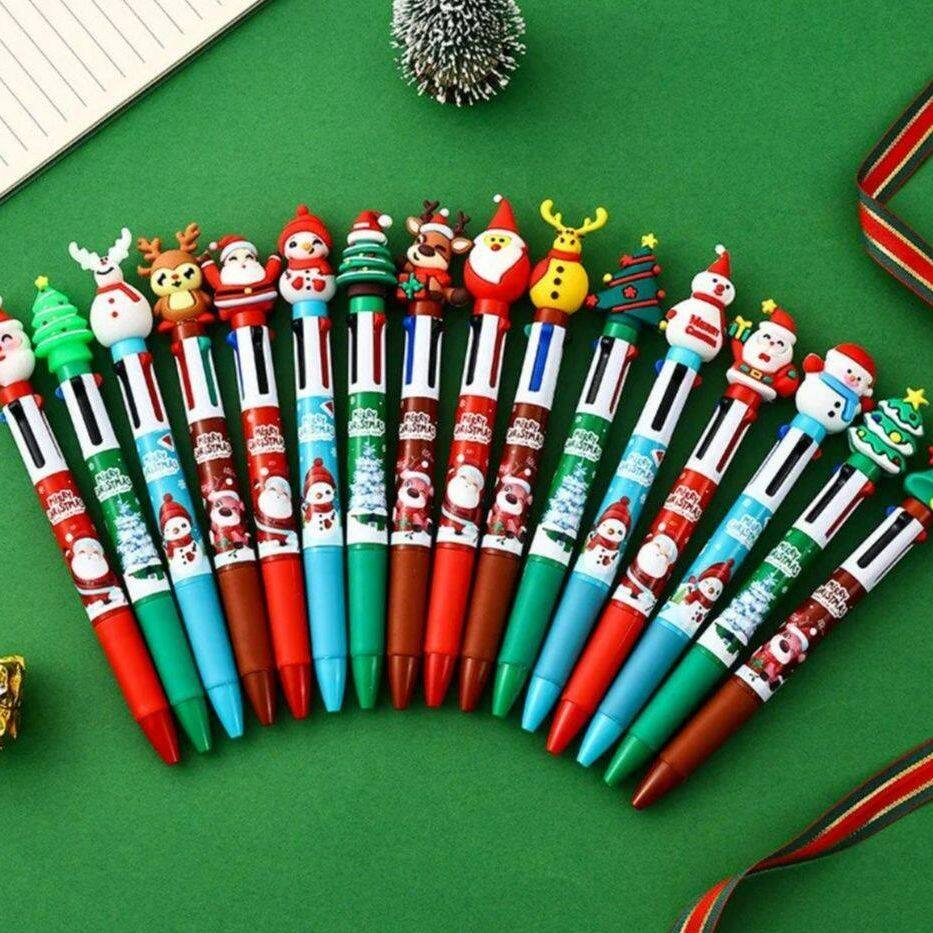 4 Colors Christmas Ballpoint Pen Cute Santa Claus Multicolor Marker ...