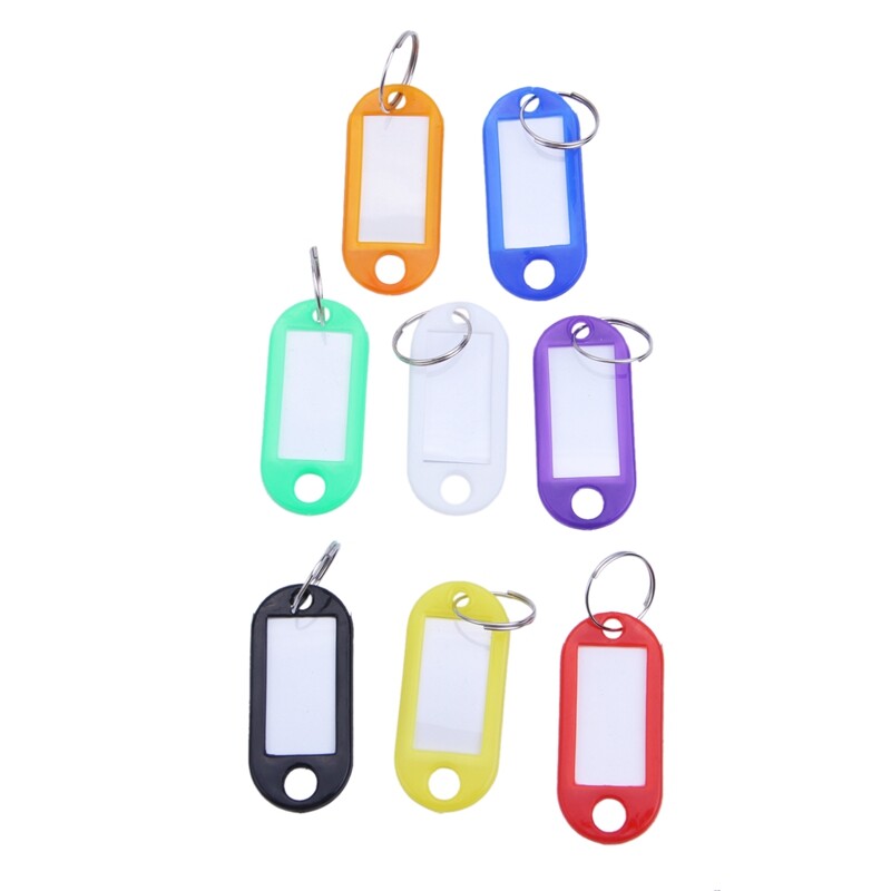 32x Multi-colors Plastic Key Fob ID Tags Luggage ID Labels with Split ...