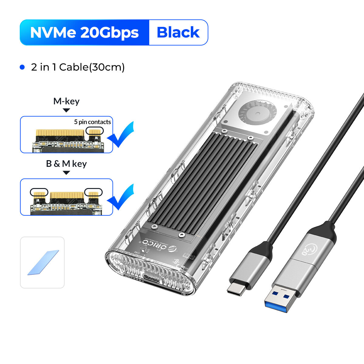 ORICO 20Gpbs M2 SSD Case NVME SSD Enclosure M.2 to USB Type C ...