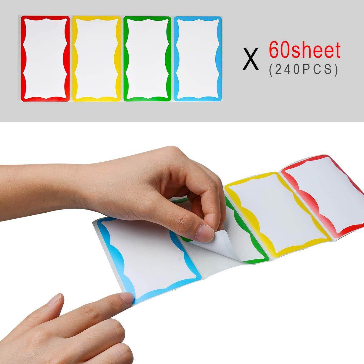 WIWAPLEX Plain Name Tag Sticker,Colorful Border Name Tag Labels, Self ...