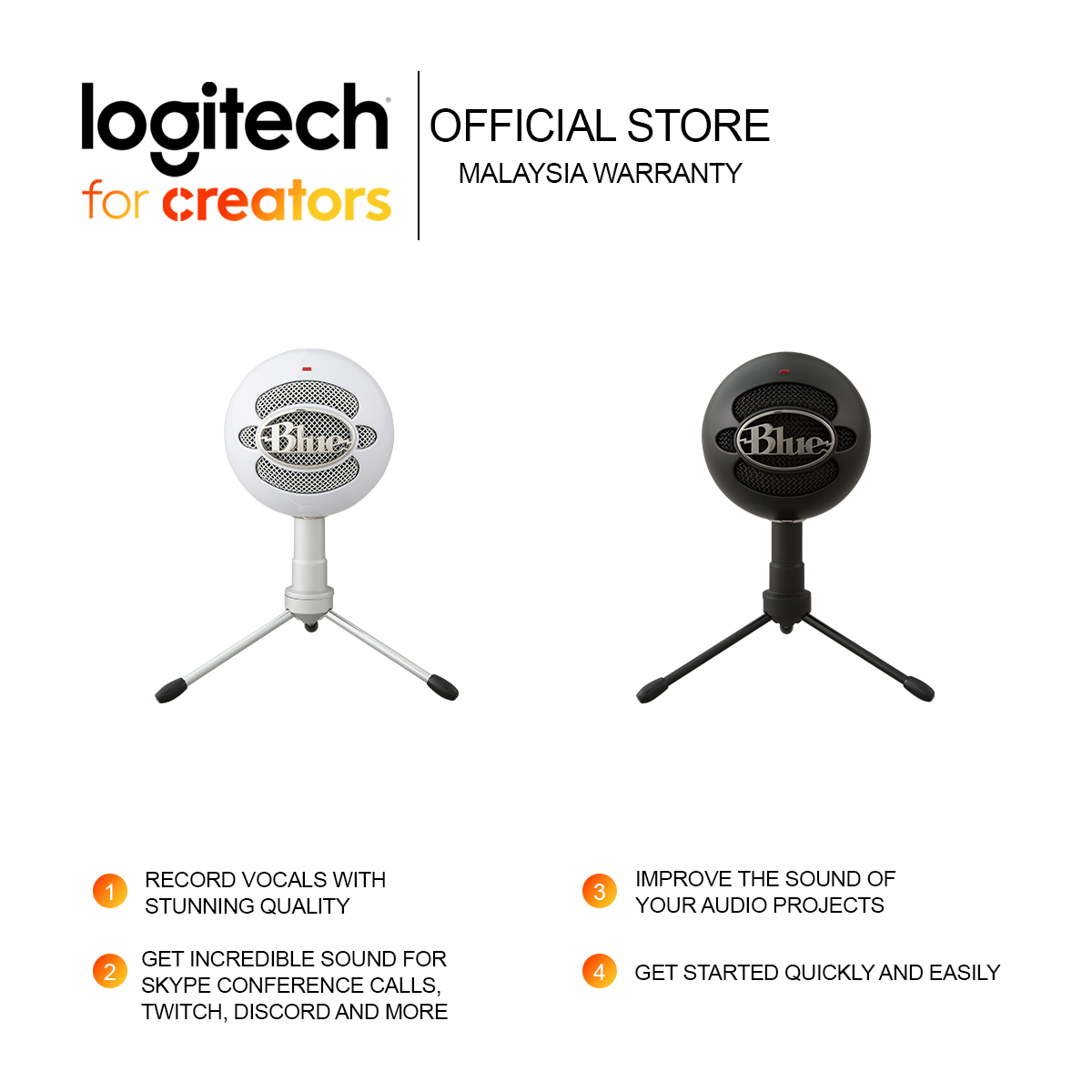 LOGITECH SNOWBALL ICE - PRISTINE SOUND FOR RECORDING, STREAMING AND ...