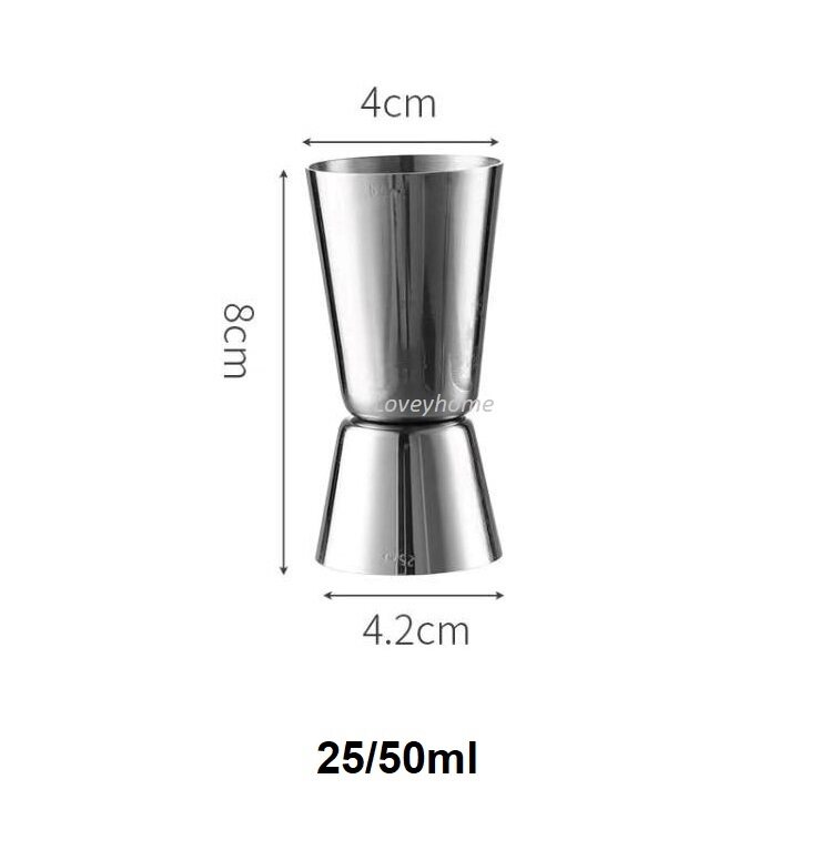 Stainless Steel Double Measuring Jigger Shot Measure Cup Drinks Mixer ...