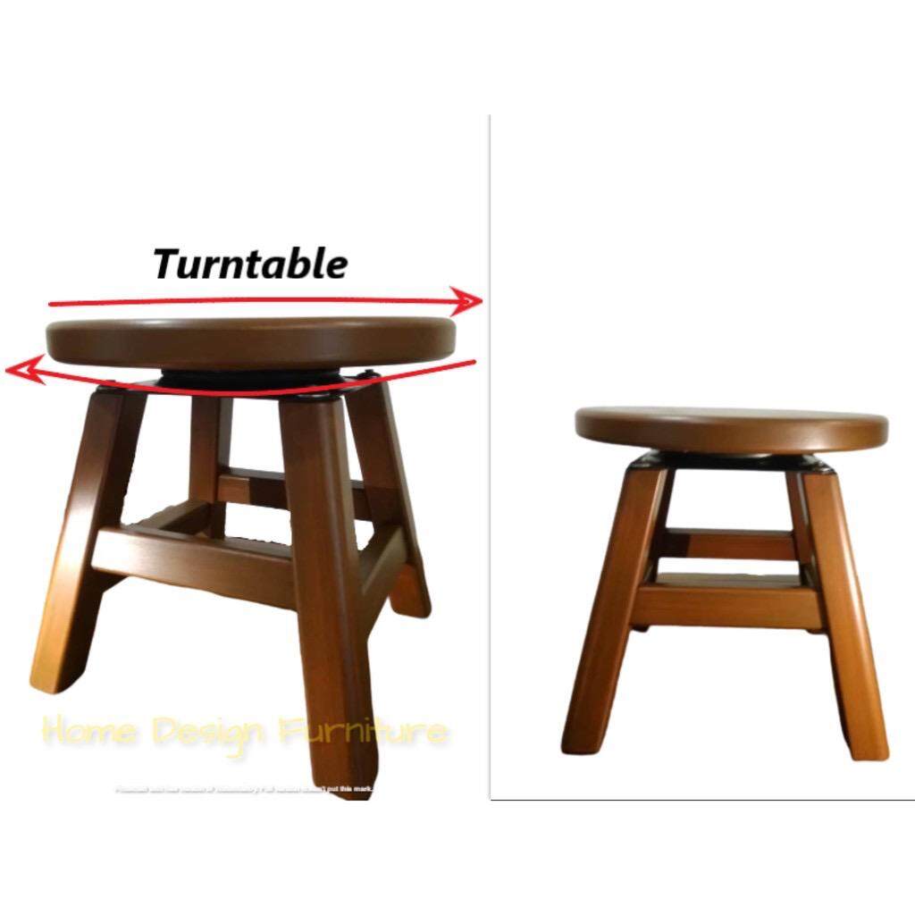 Low Turntable Wooden Stool (Solid Wood) 旋转小凳子 | Lazada