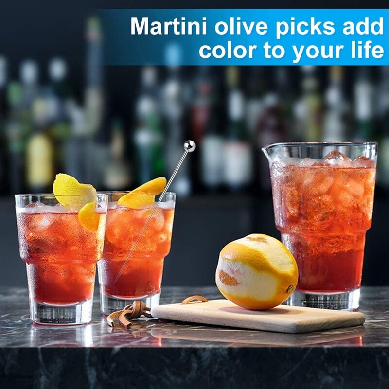 15Pcs Cocktail Picks, 4 Inch Reusable Stainless Steel Martini Picks ...