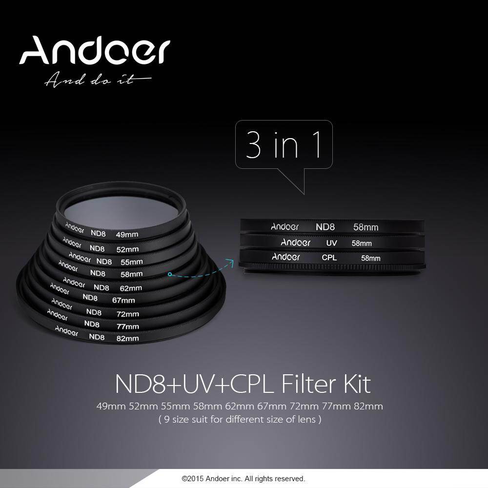 Andoer 52Mm UV CPL ND8ฟิลเตอร์ทรงกลม Kit ตัวกรองโพลาไรซ์ ND8 Neutral ...
