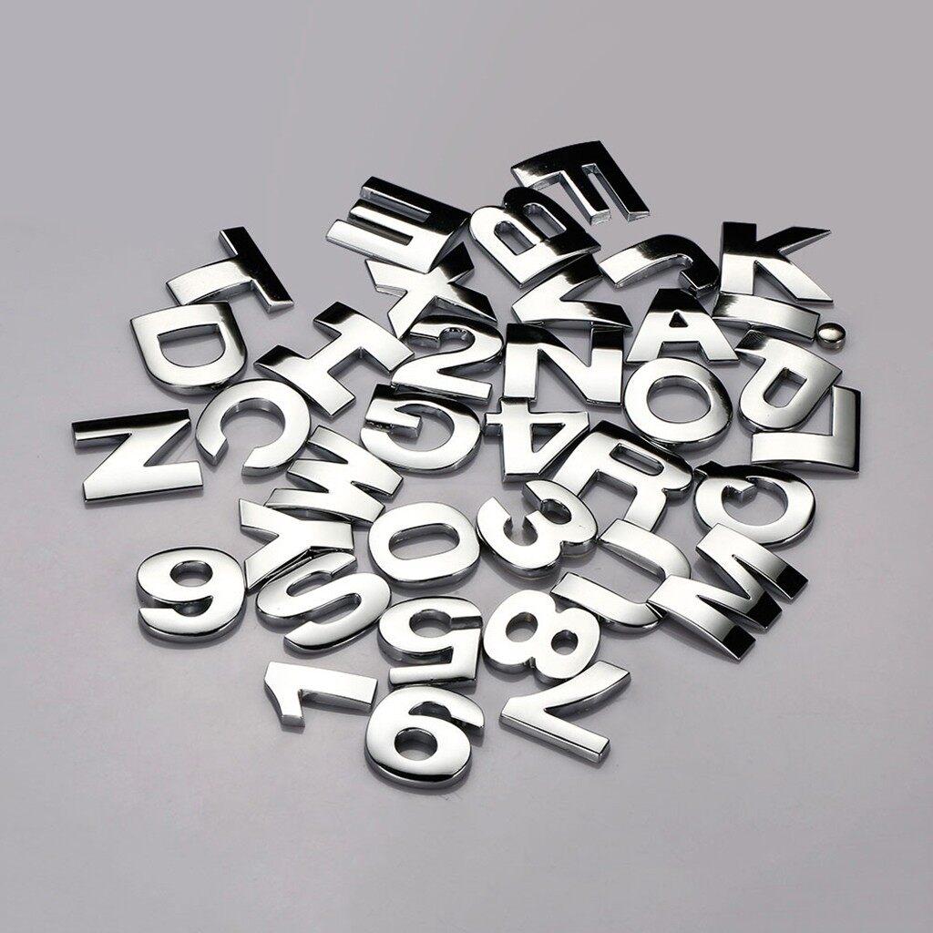 25mm Auto Chrome Metal DIY 3D Letters Digital Alphabet Emblem ...
