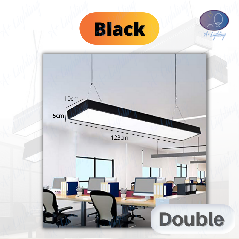 T8 4FT PENDANT CEILING LIGHT SINGLE DOUBLE CASING BLACK WHITE MODERN ...