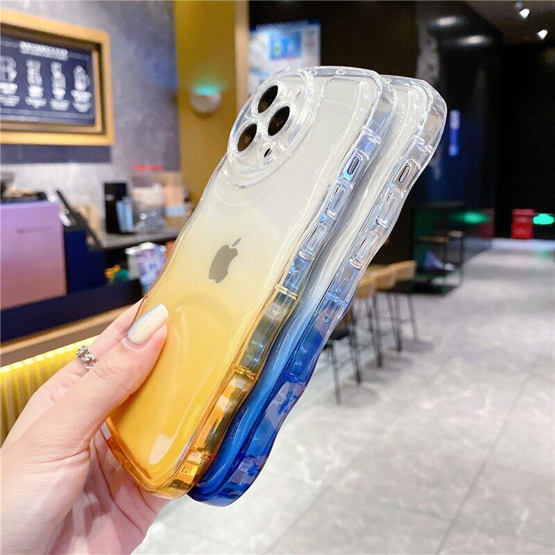 CSCR Gradient Clear น่ารัก Curly Wave สำหรับ iPhone 11 12 13 14 Pro Max ...
