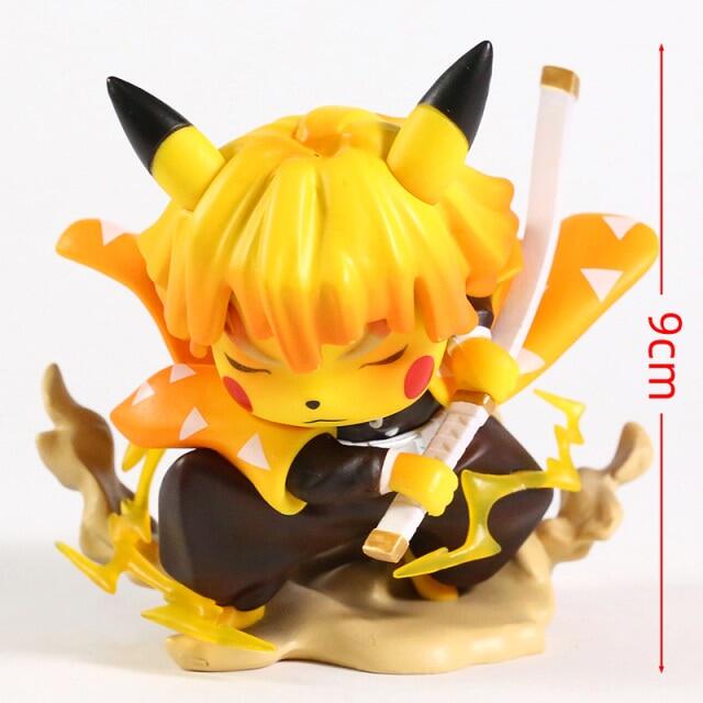 【RISING】 Demon Slayer Zenitsu Agatsuma Pikachu Cosplay PVC Figure ...