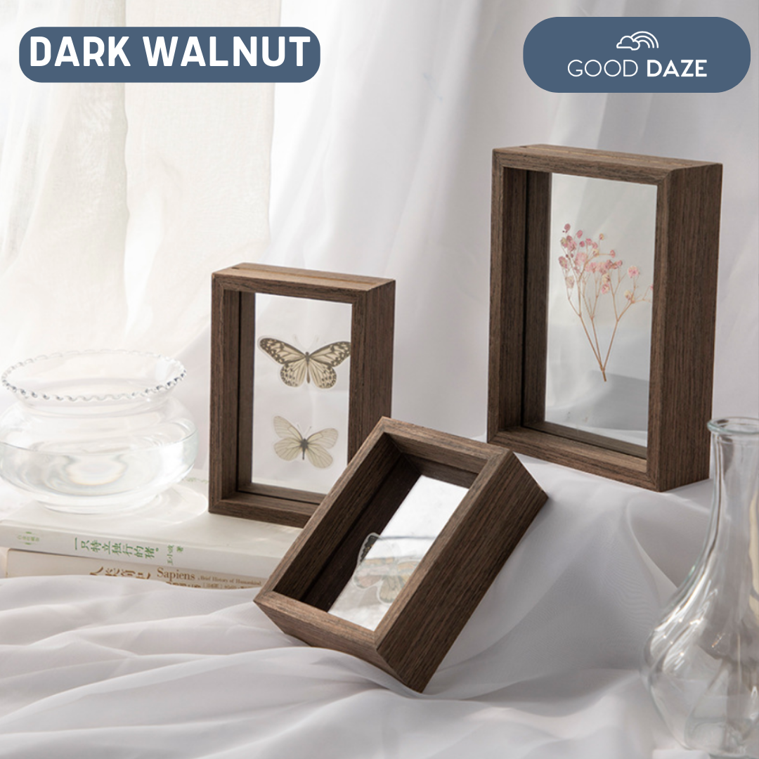 【GOOD DAZE】Natural Wooden Photo Frame with Double Panel Glass ...